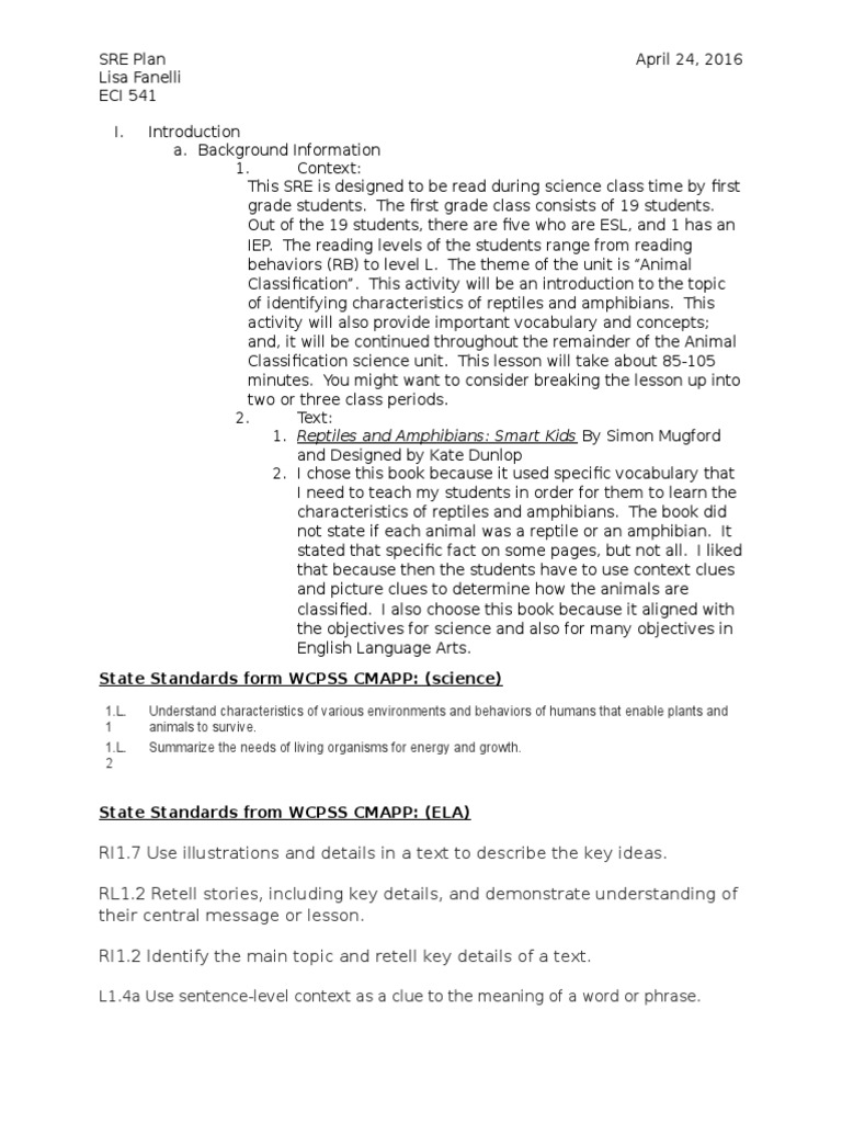 Lisa Fanelli - Sre Final Plan | PDF | Cognition | Learning