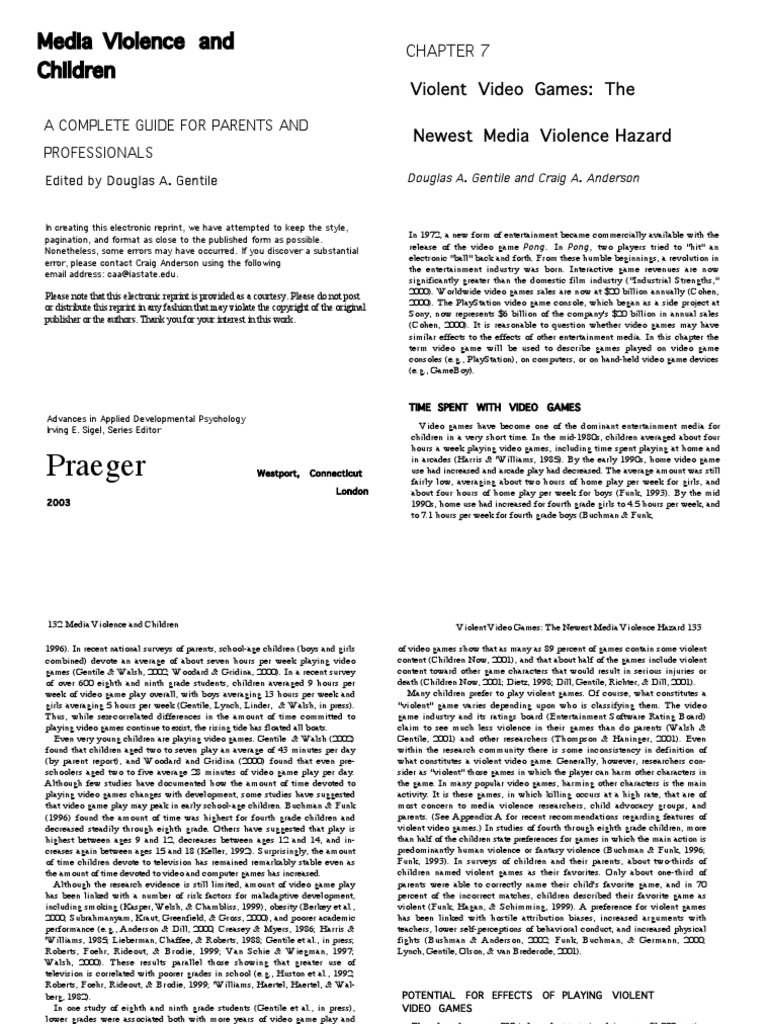 Media Violence and Children | PDF | Aggression | Video Games