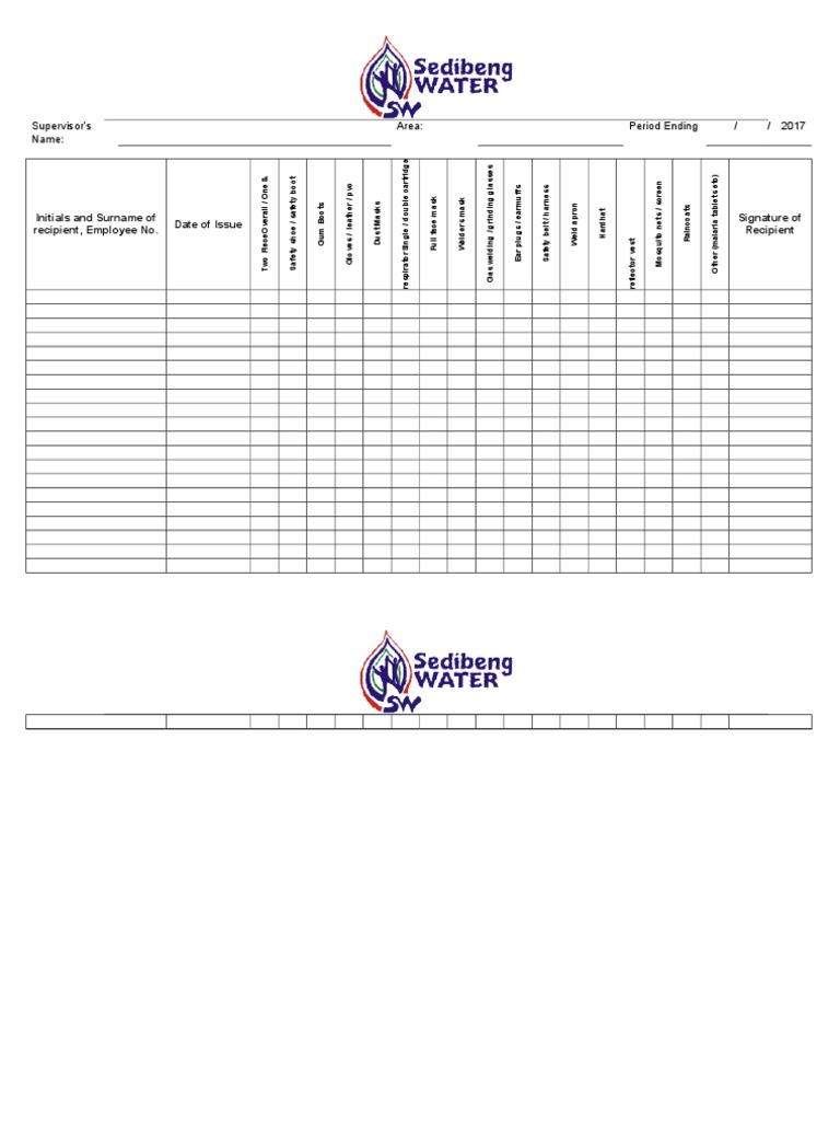 PPE Issue Register HSM-FRM7291 | PDF
