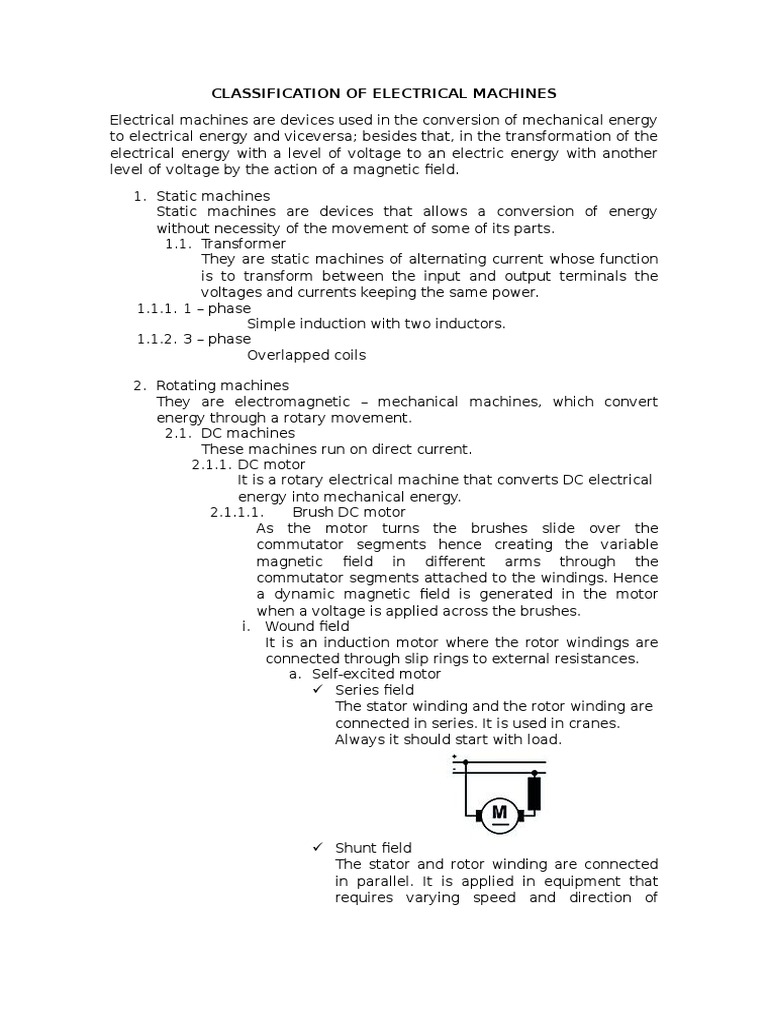 Classification of Electrical Machines | PDF | Electric Motor ...