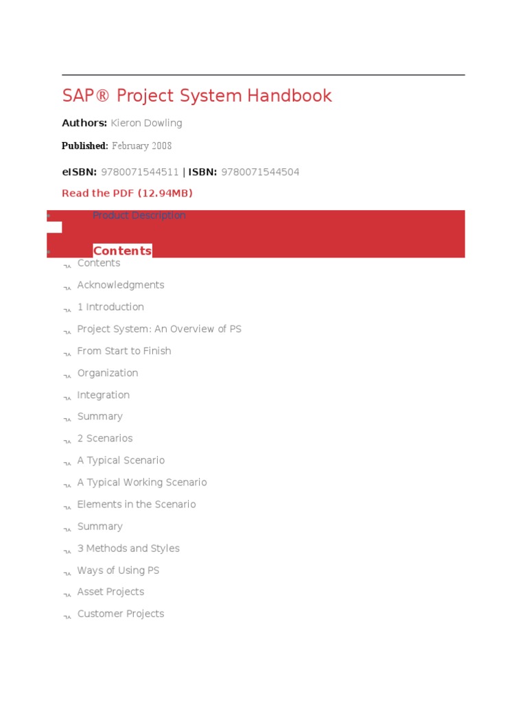 SAP® Project System Handbook: February 2008 | PDF | Information ...