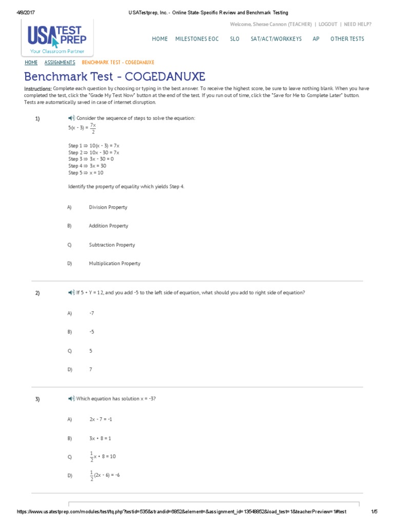 Usatestprep Inc | PDF | Equations | Mathematical Analysis