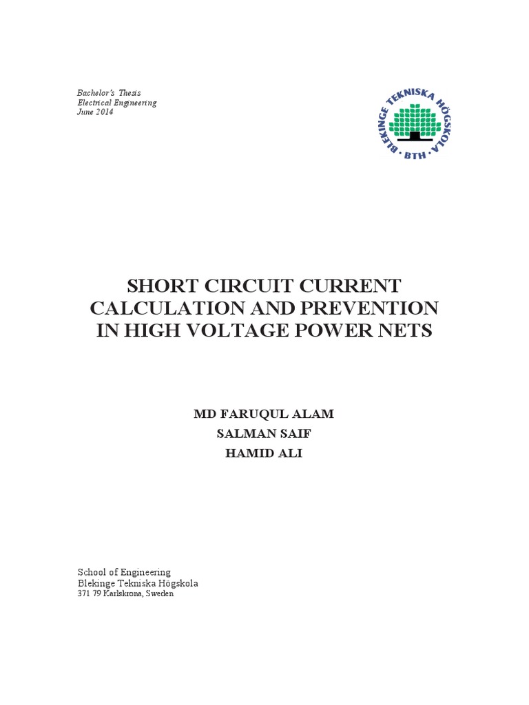 Short Circuit Current Calculation Pdf Electrical Impedance