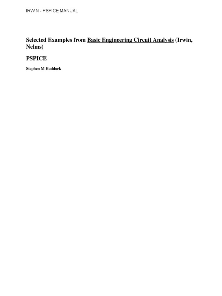 PSpice Manual | PDF | Electrical Network | Electronic Circuits