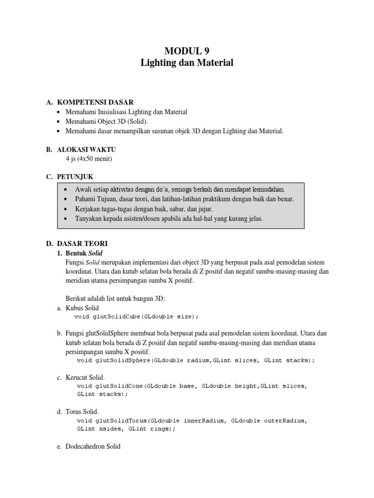 Modul9 (Lighting Dan Material) | PDF
