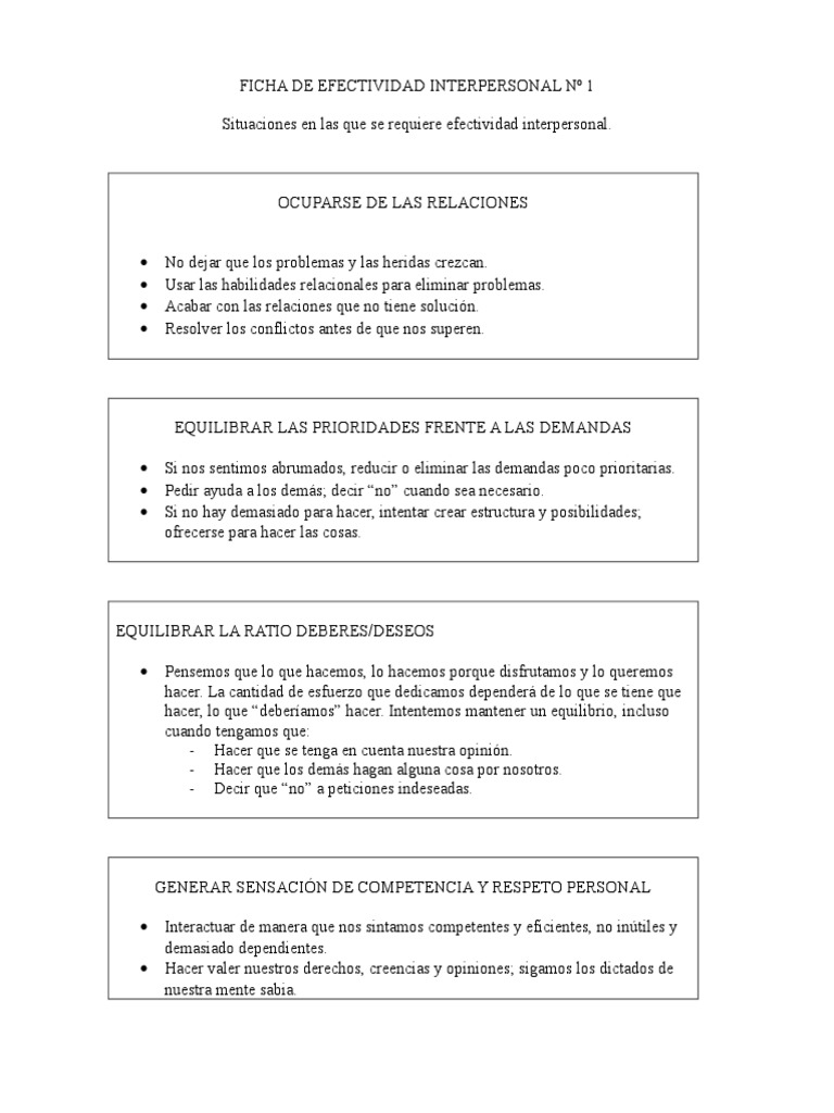 Ficha 2-1 Efectividad Interpersonal | PDF