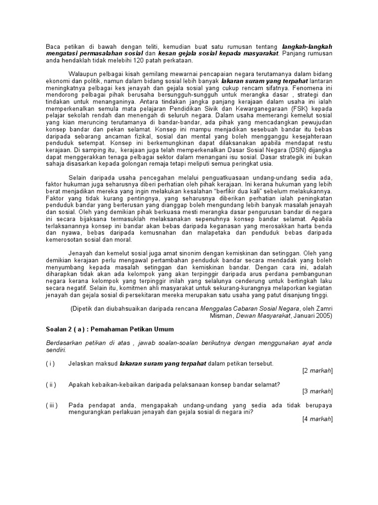 Baca Petikan Di Bawah Dengan Teliti-2017 | PDF