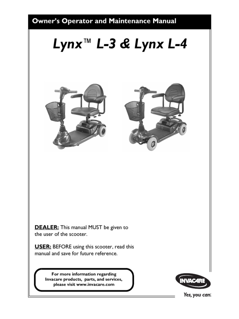 Invacare Lynx L-3 and L-4 Owner's Manual | PDF | Electromagnetic ...