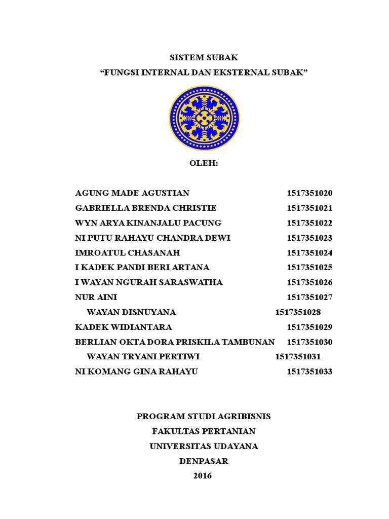 Tugas Subak | PDF