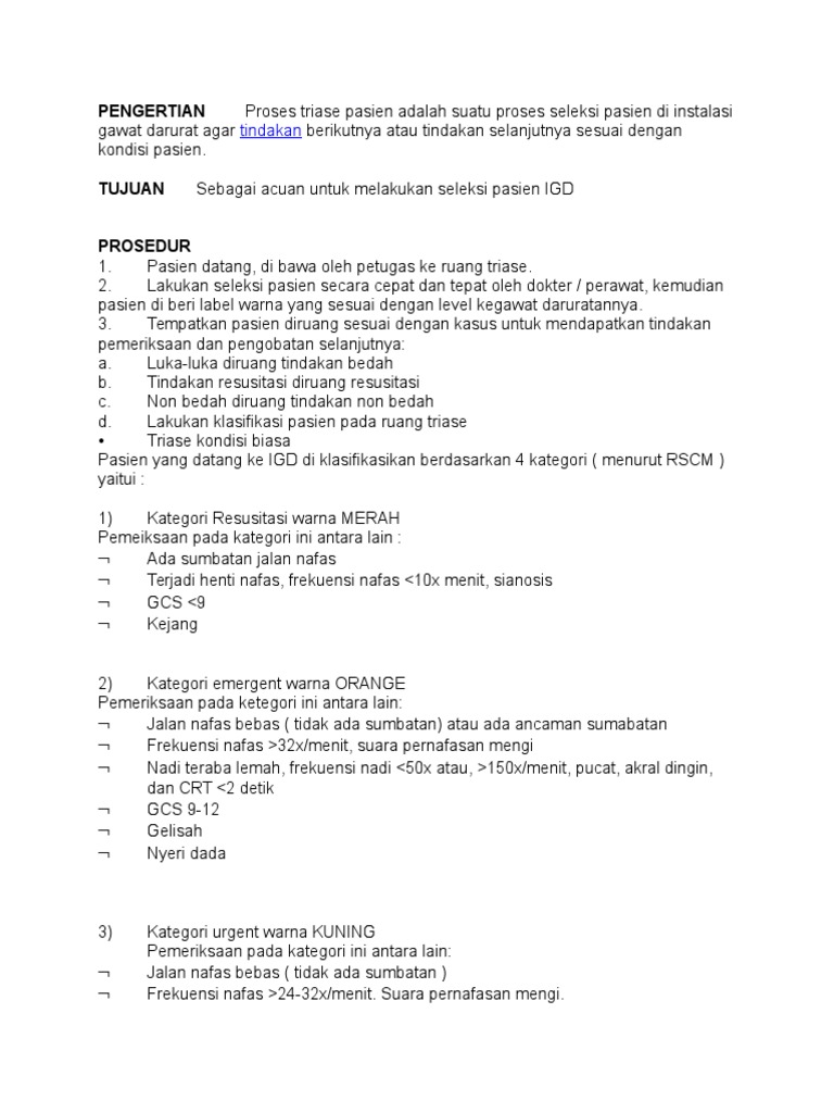 Sop Triase Di Igd | PDF