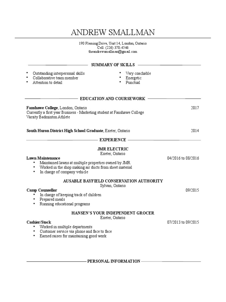 Andrew Resume | PDF | Business