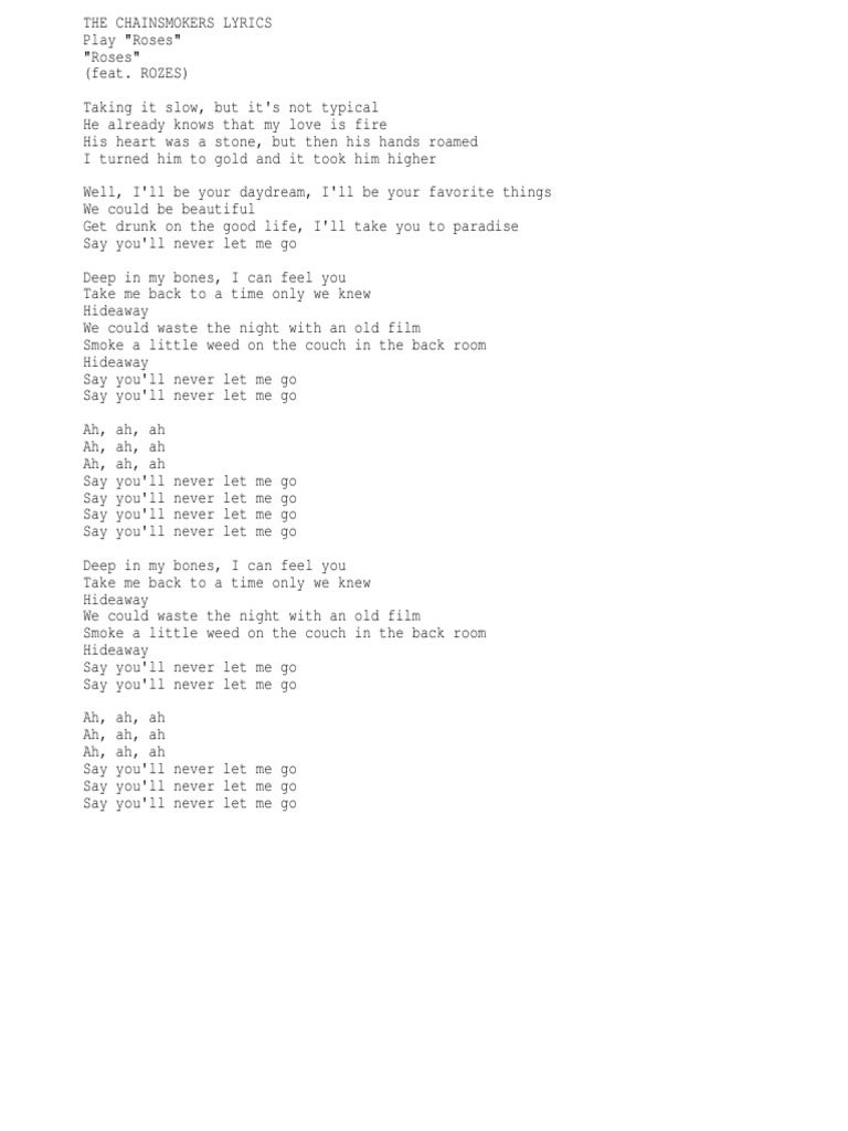 The Chainsmokers Lyrics Roses | PDF