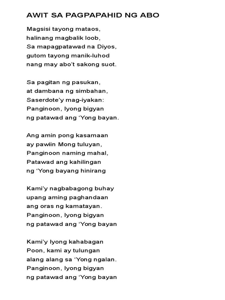 Awit Sa Pagpapahid NG Abo | PDF