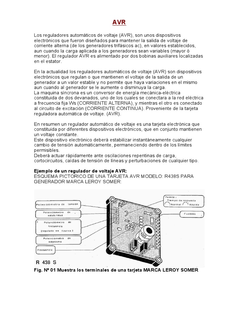 AVR | PDF | Generador eléctrico | voltaje