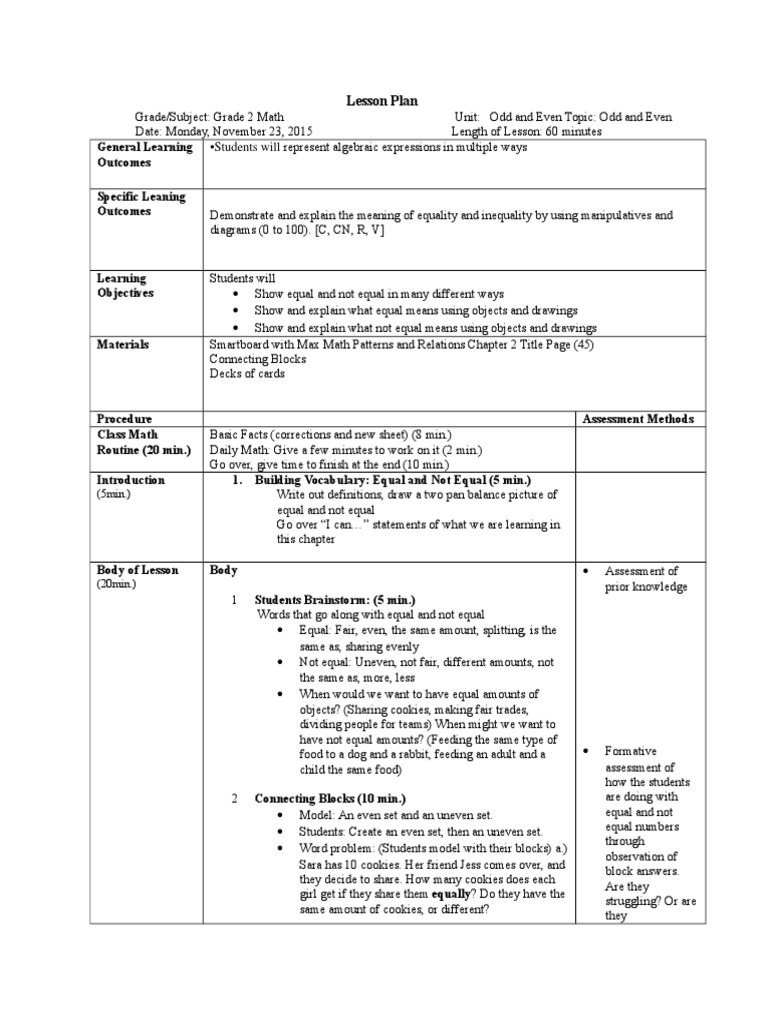 Max Math Unit 2 Lesson Plan 1 | PDF | Lesson Plan | Educational Assessment