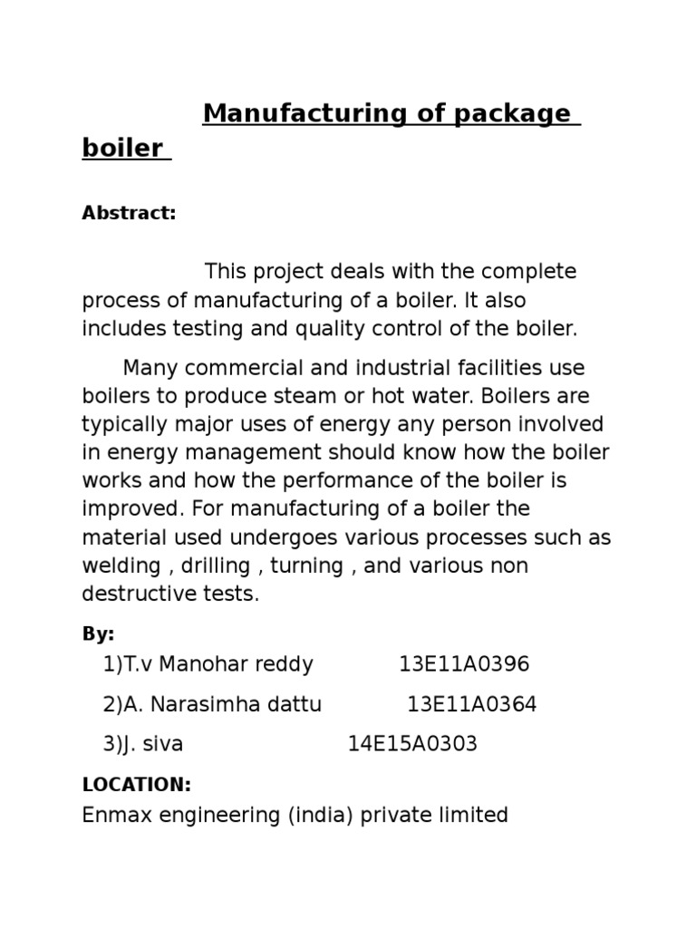 Manufacturing of Package Boiler | PDF | Science & Mathematics
