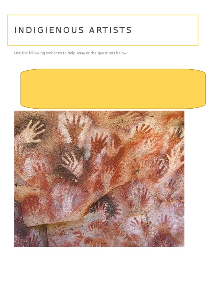 Indigienous Artists: Use The Following Websites To Help Answer The ...