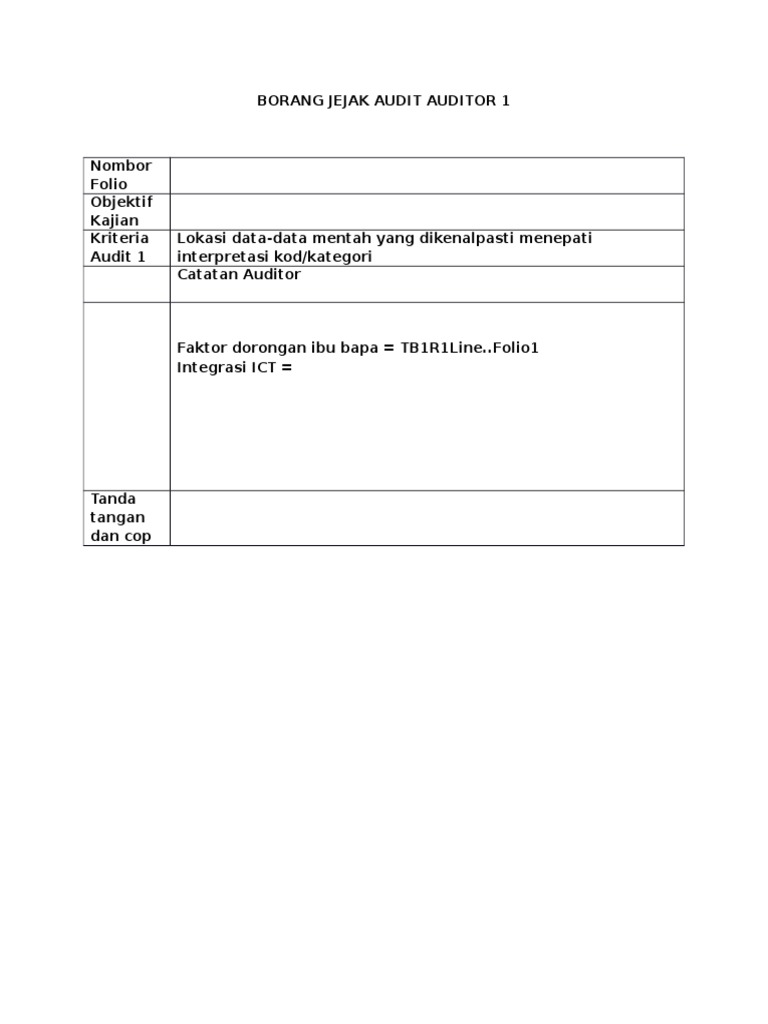 Borang Jejak Audit Auditor | PDF