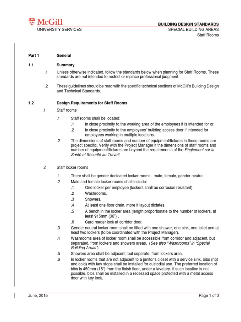 STAFF ROOM BUILDING STANDARDS | PDF | Shower | Wall