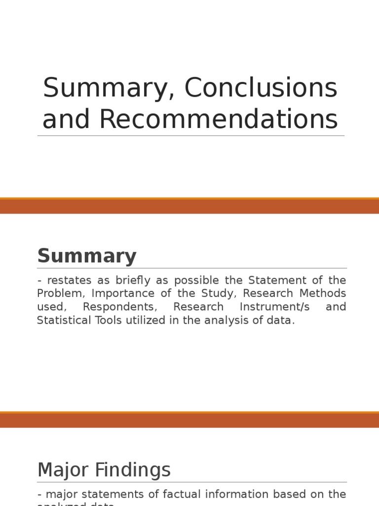 Summary, Conclusions and Recommendations | PDF | Abstract (Summary ...