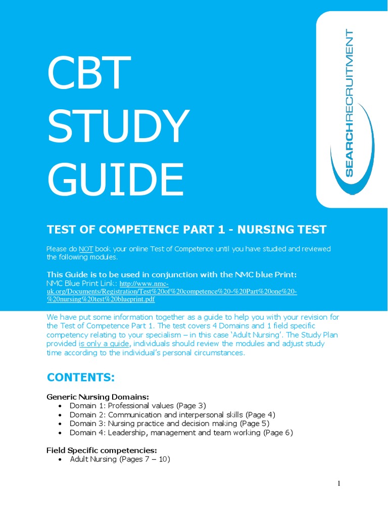 cbt study guide | Competence (Human Resources) | Nursing