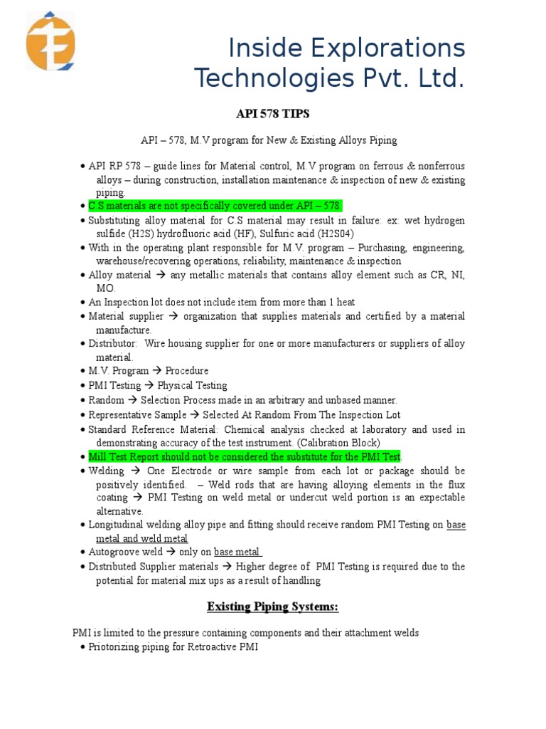 API 578 Tips | PDF | Welding | Construction