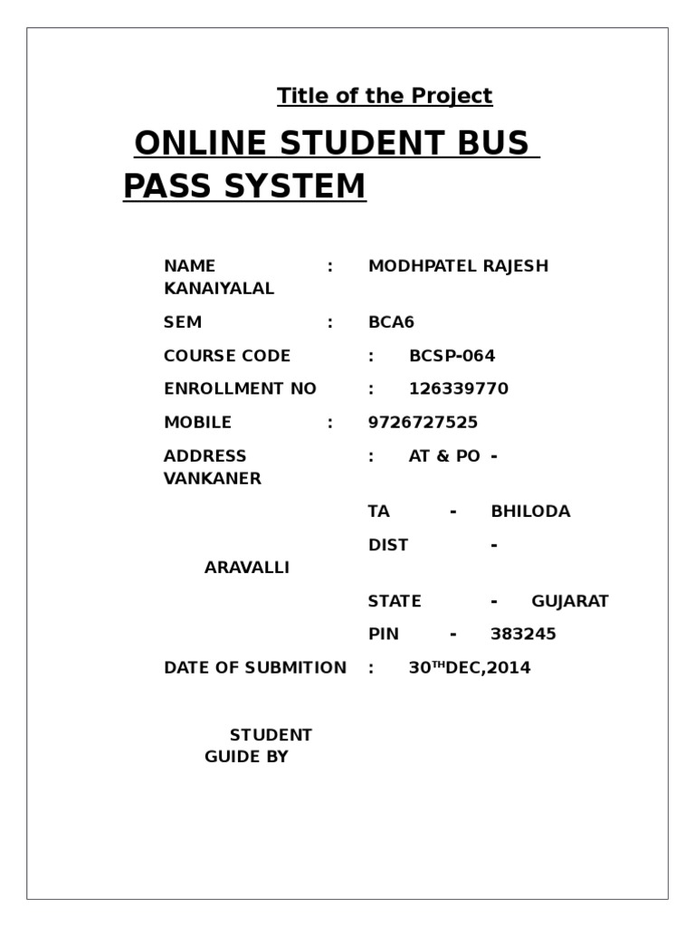 Online Student Bus Pass System: Title of The Project | PDF