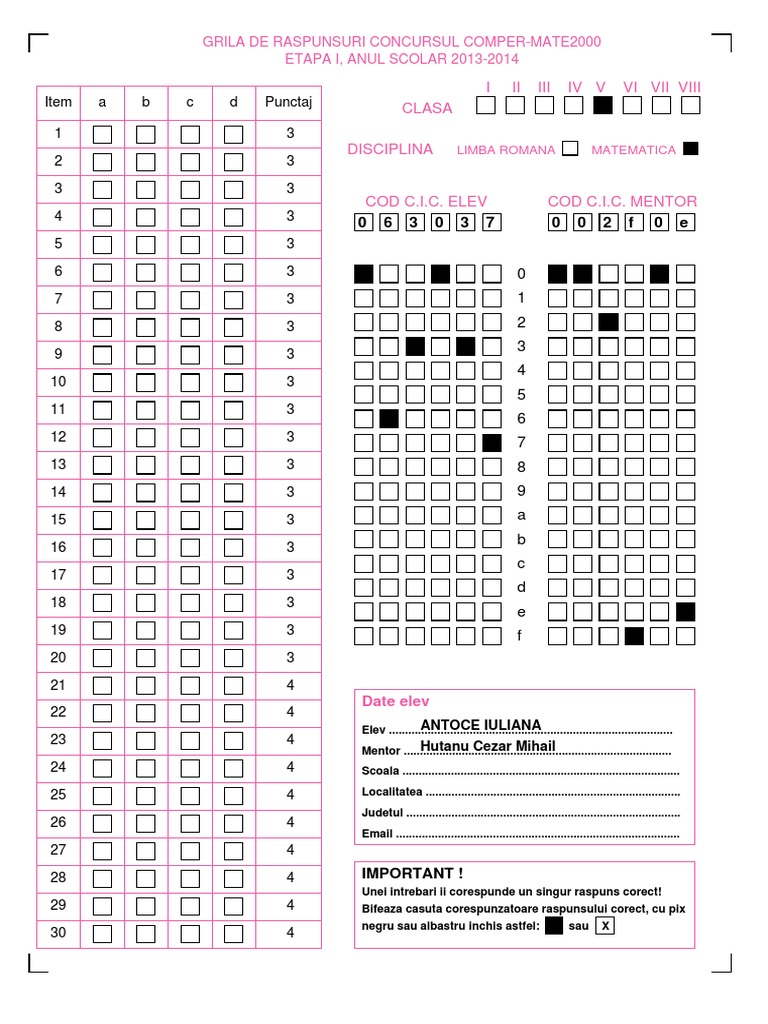 Comper Grile Raspunsuri | PDF