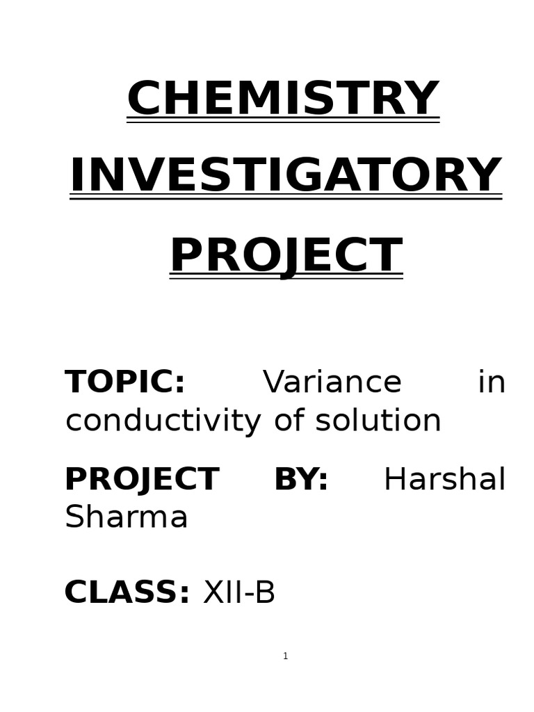 Chemistry Project | PDF | Electrolyte | Electrical Resistance And ...