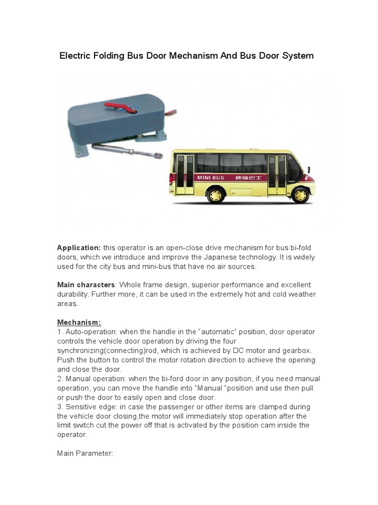 High Quality Electric Folding Bus Door Mechanism and Bus Door System ...
