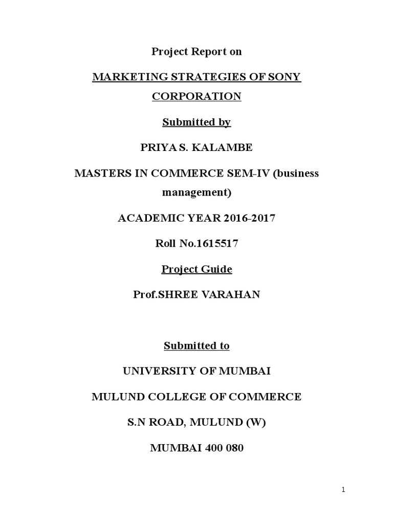Marketing Strategies of Sony Corporation | PDF | Sony | Strategic ...