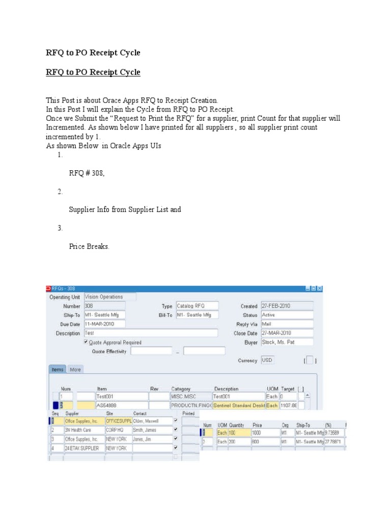 RFQ To PO Receipt Cycle | PDF | Computing | Software