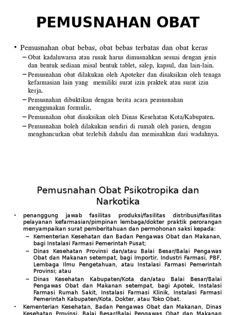 Pemusnahan Obat | PDF