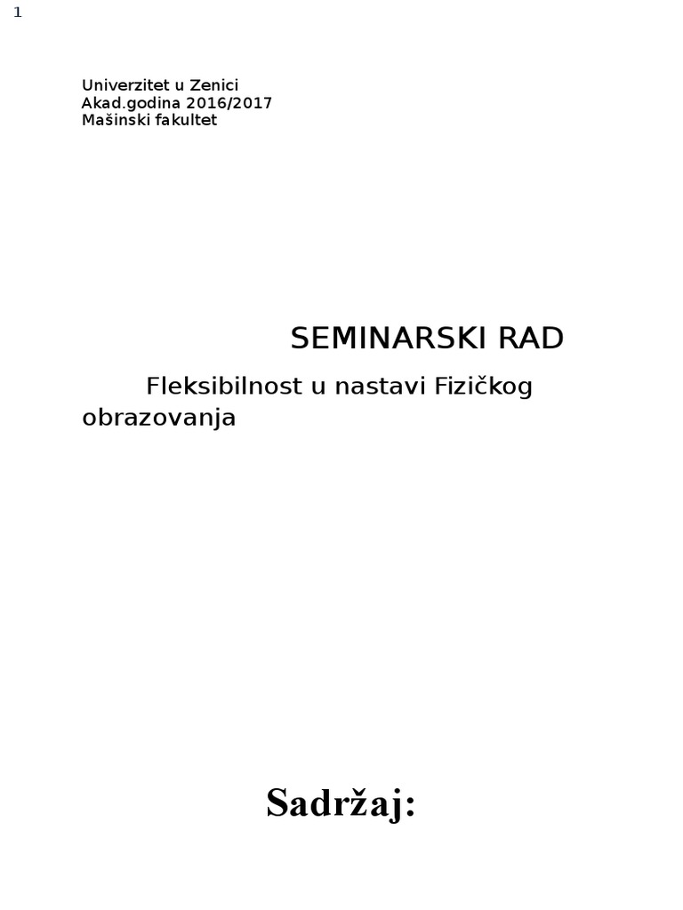 Seminarski Rad Fizičko | PDF
