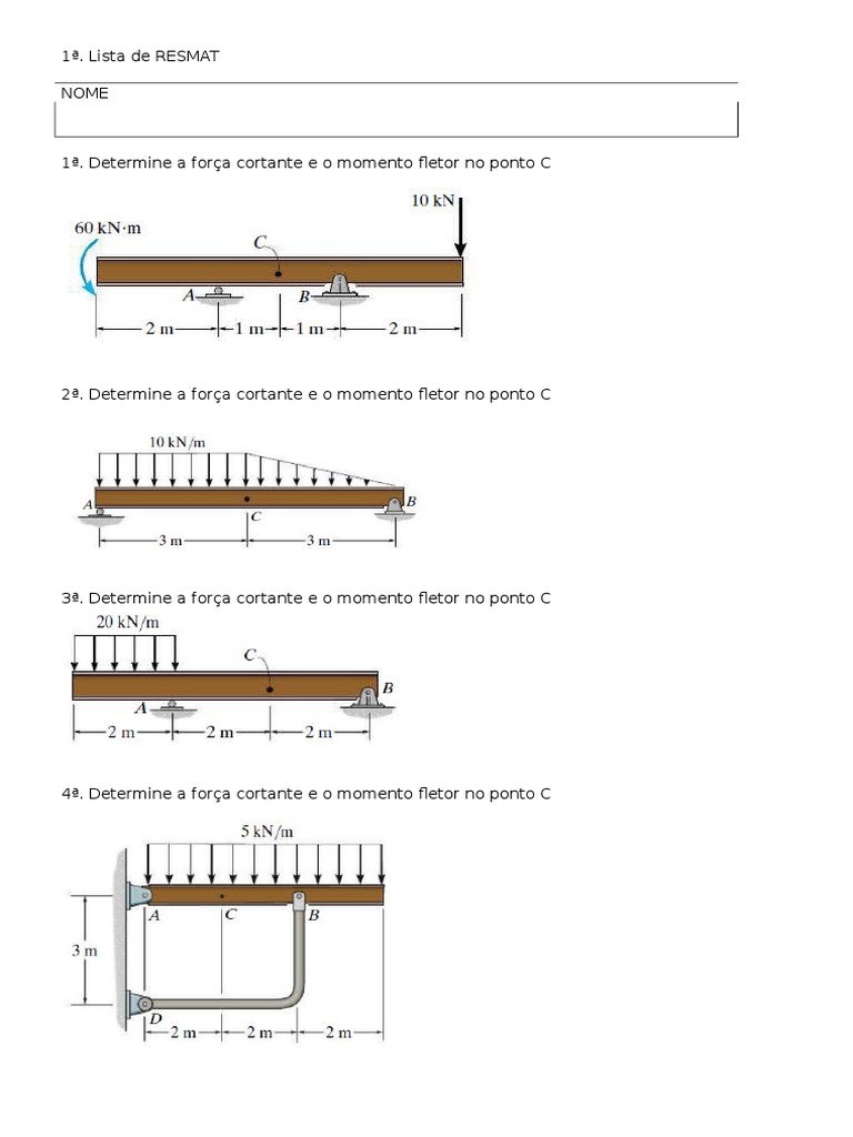 Lista de Resmat 2016 | PDF | Estresse (Mecânica) | Elasticidade (Física)