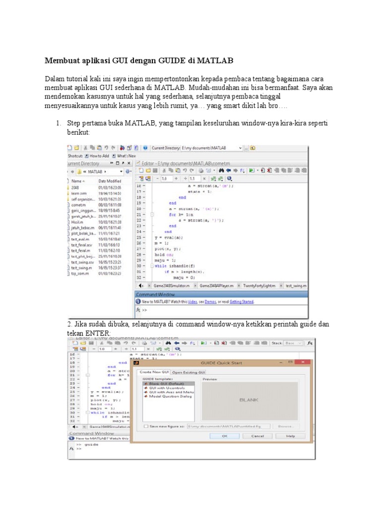 Membuat Aplikasi GUI Dengan GUIDE Di MATLAB | PDF