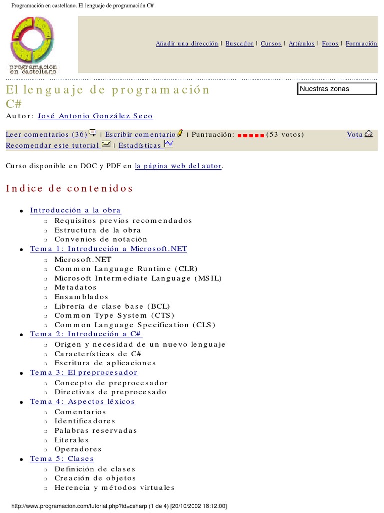 C Sharp El Lenguaje de Programacion C# PDF | PDF | Php | .NET Framework
