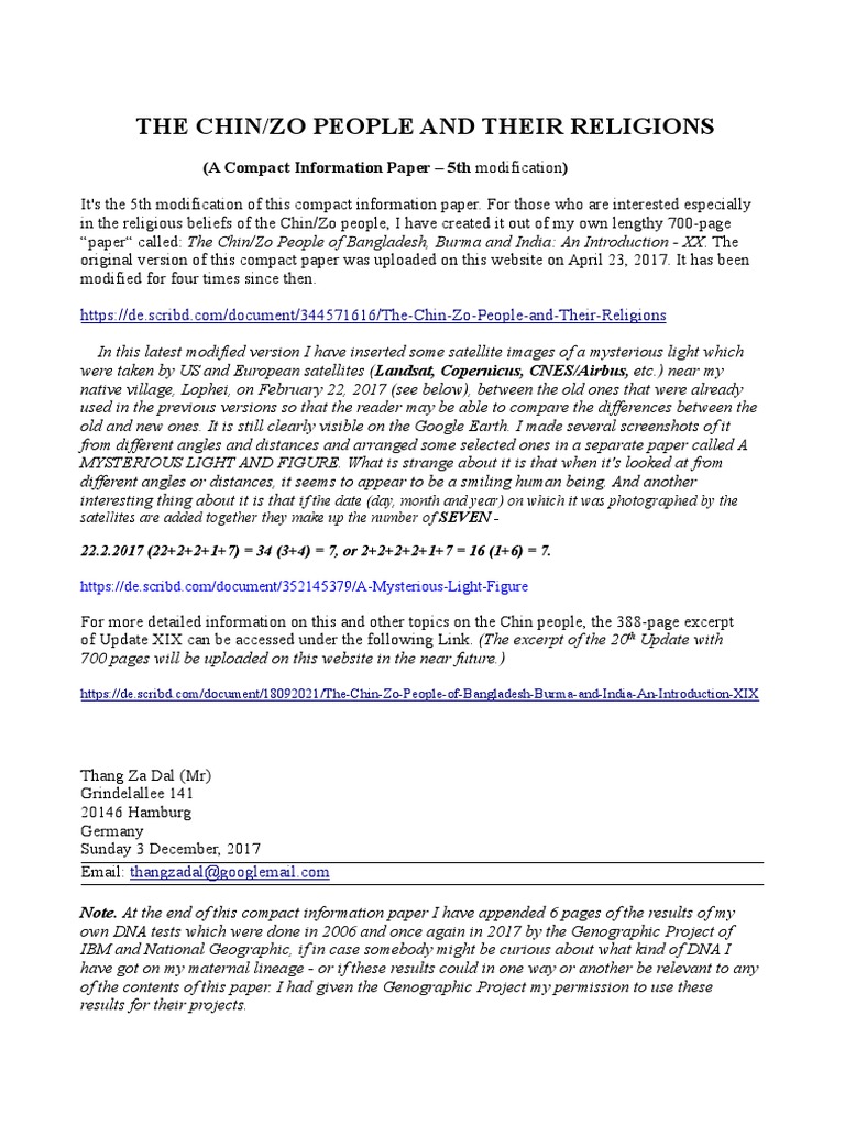 The Chin/Zo People and Their Religions | PDF | Military | Armed Conflict