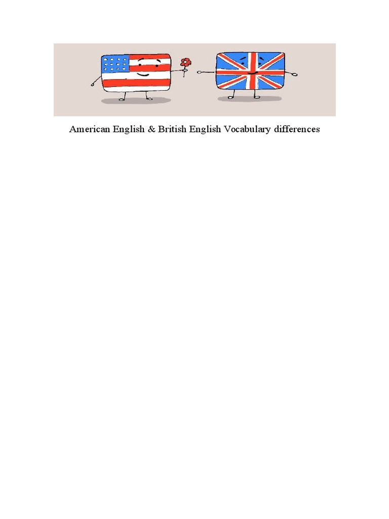American English & British English Vocabulary Differences | PDF