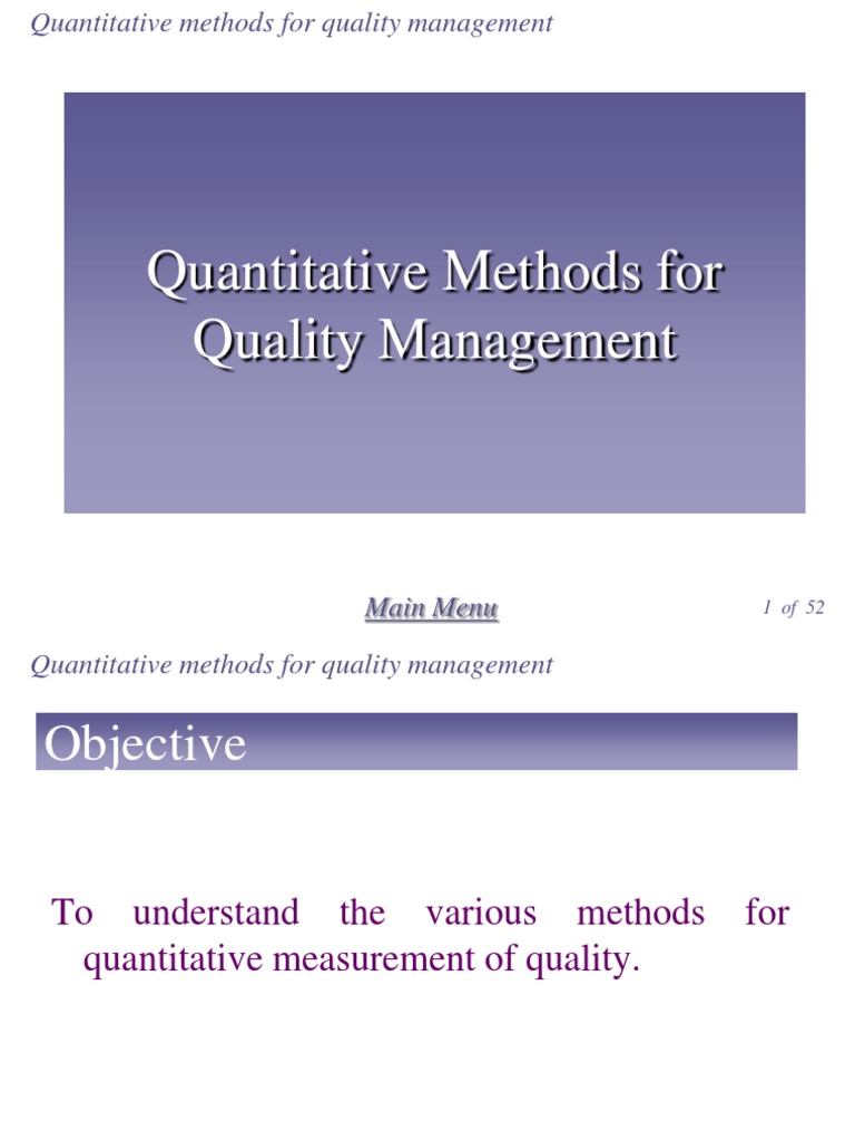 Chap 6 - Quantitative Method For Quality Management | PDF | Software Quality | Quality Management