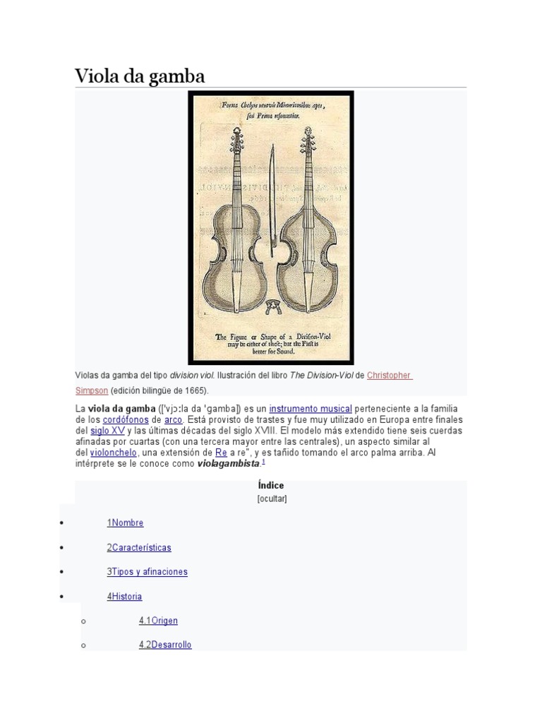 Historia y características de la viola da gamba | PDF | Producción ...