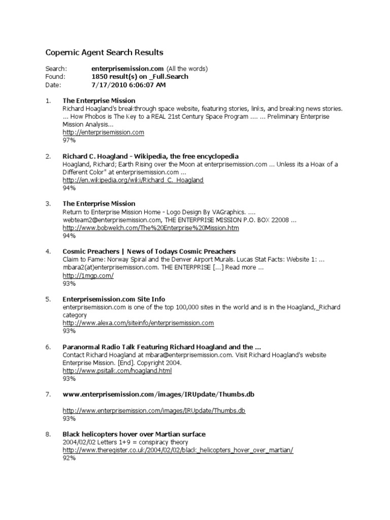 Enterprise Mission | PDF | Mars | Science