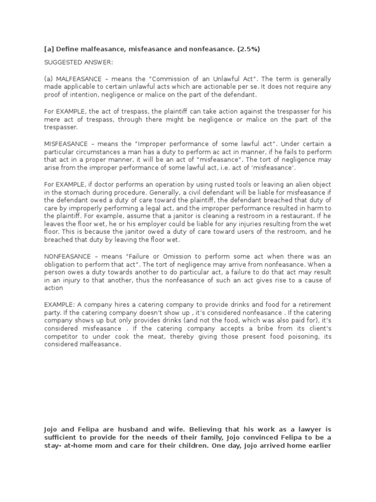 Defining Malfeasance and Related Terms | PDF | Negligence | Ethical ...