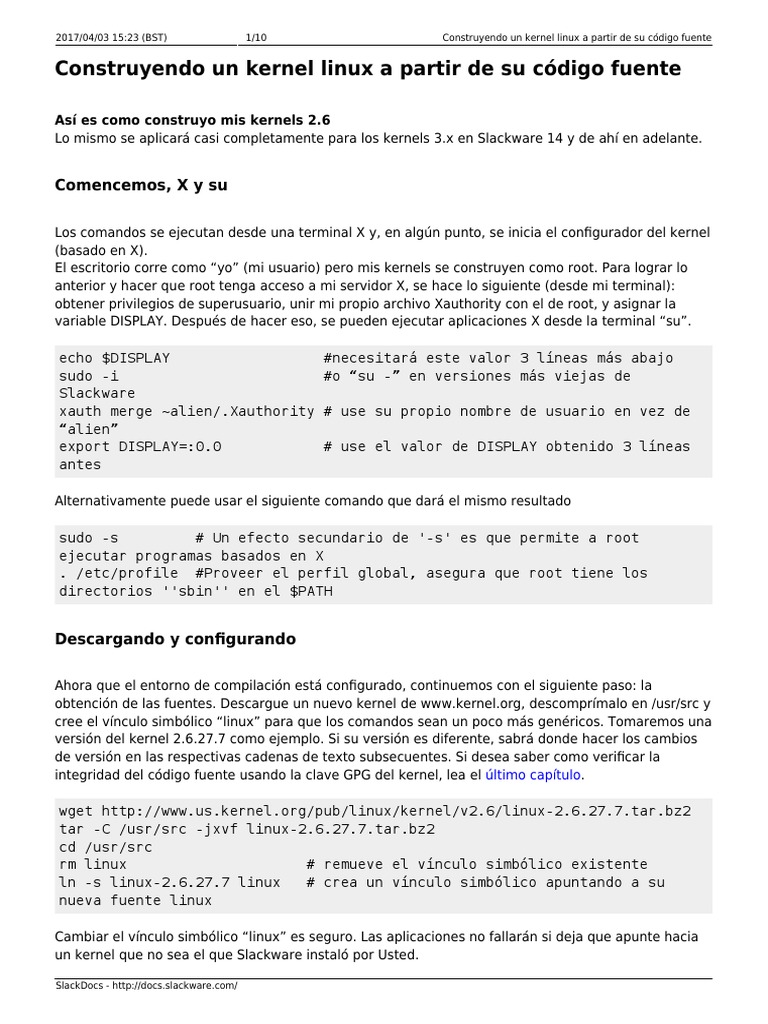 Construyendo Un Kernel Linux A Partir de Su Codigo Fuente | PDF ...