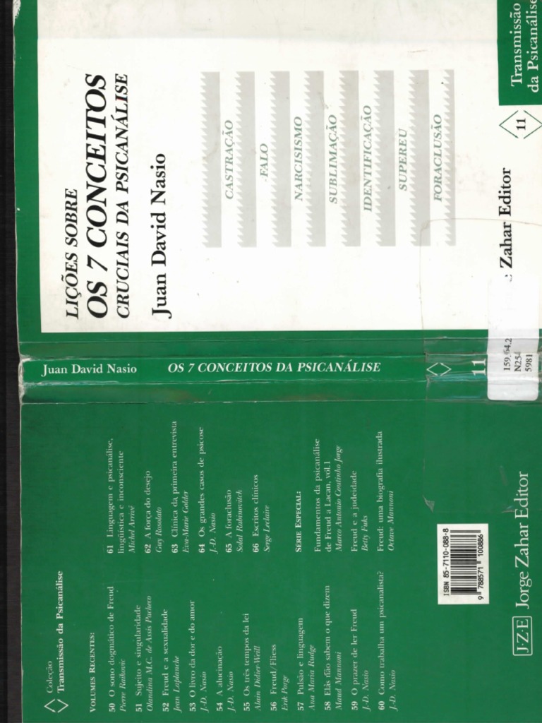 Lições Sobre Os 7 Conceitos Cruciais Da Psicanálise - Juan David Nasio ... Lições Sobre Os 7 Conceitos Cruciais Da Psicanálise - Juan David Nasio ...