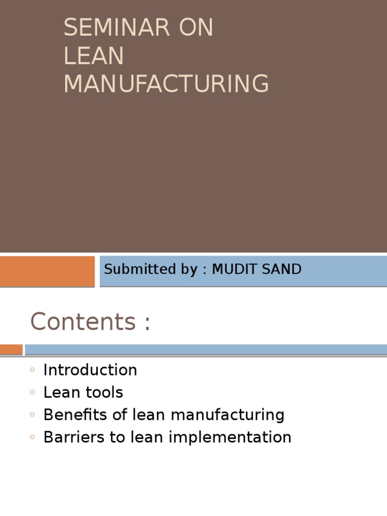 Seminar On Lean Manufacturing | PDF