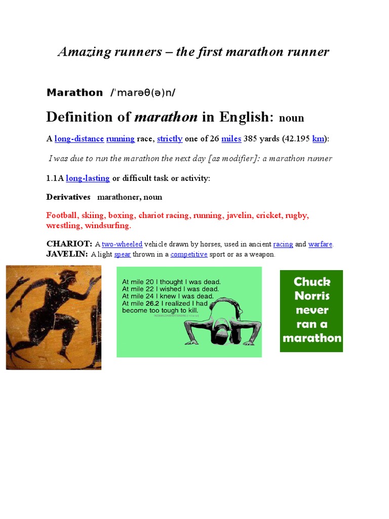 Definition of Marathon in English:: Amazing Runners - The First ...
