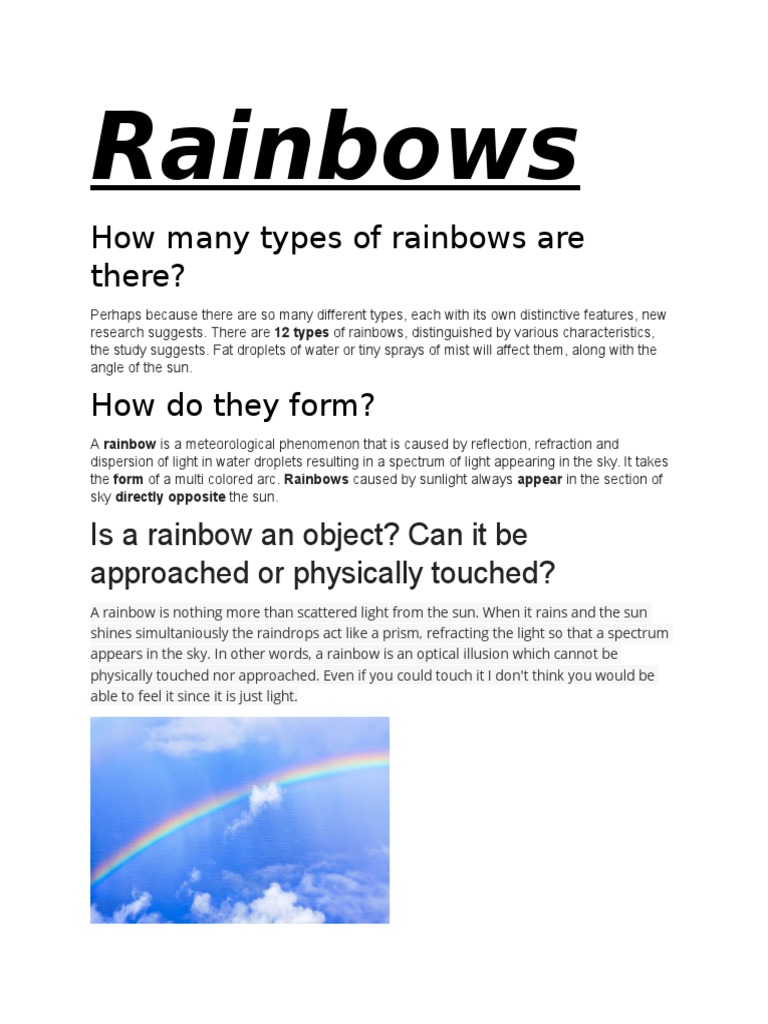 Rainbows: How Many Types of Rainbows Are There? | PDF