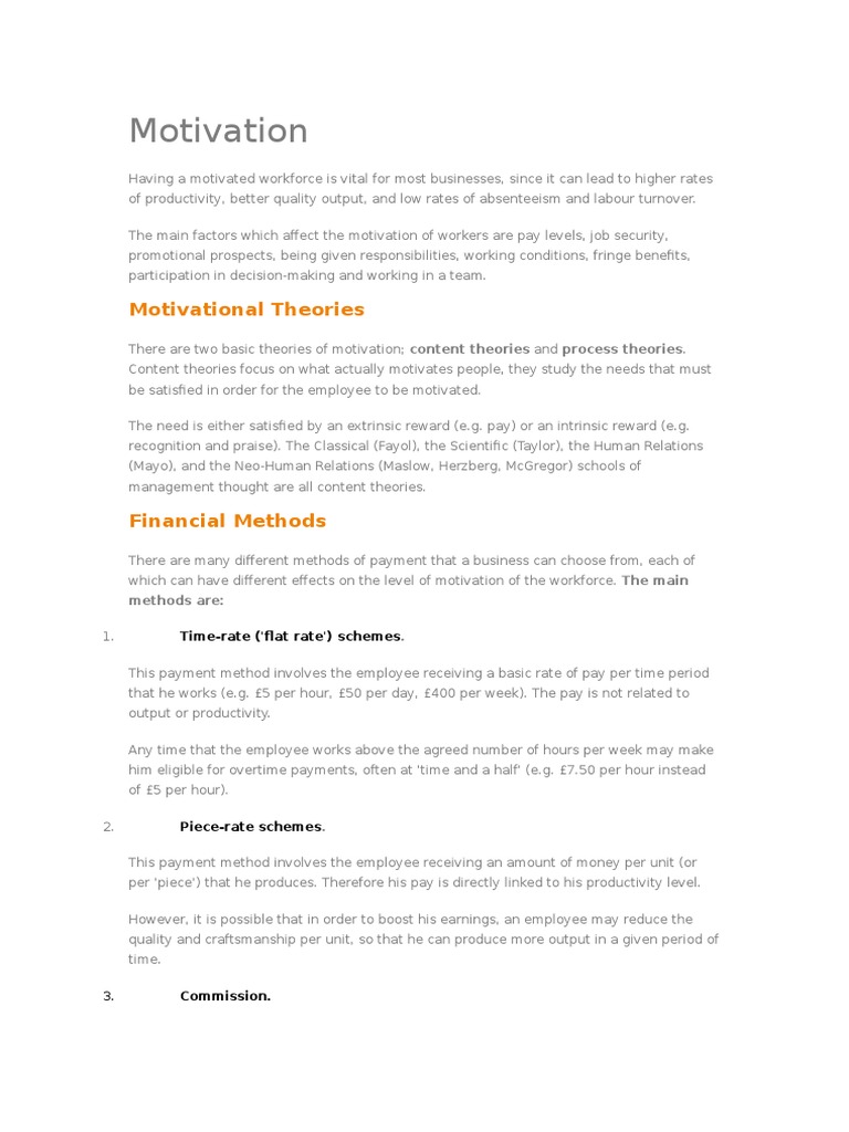 CIE AS Level Business Studies Notes | PDF | Motivation | Motivational