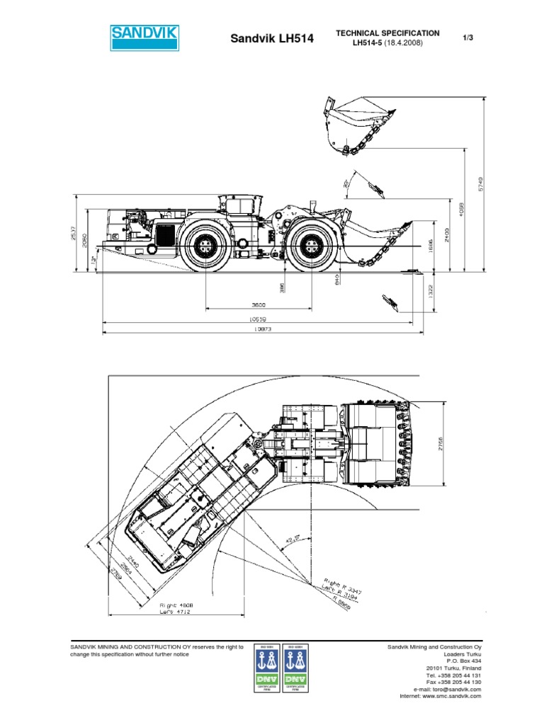 Technical Specification Sandvik LH514-5 | Turbocharger | Vehicles